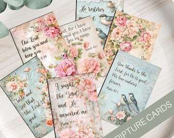 18 Scripture Cards, Bible Verse Cards, Prayer Cards, Bible Journaling ...