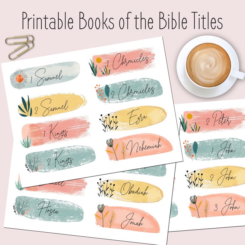 Printable Bible Titles, Books of the Bible, Bible Stickers, Bible ...
