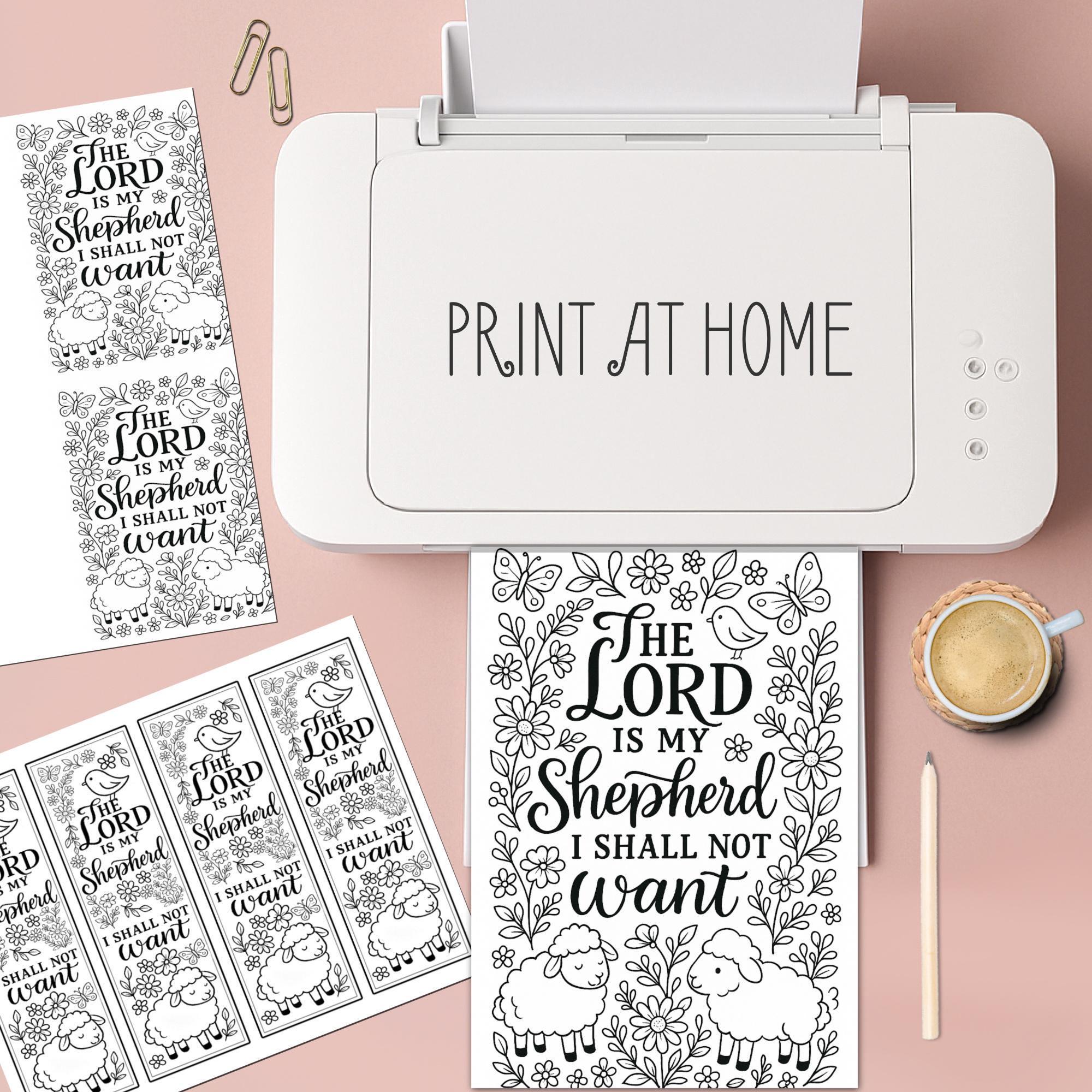 Bible Printable, Coloring Page, Psalm 23, Coloring Bundle, Bookmarks ...