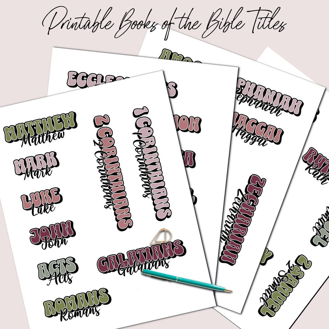 Printable Bible Titles, Books of the Bible, Bible Stickers, Bible ...