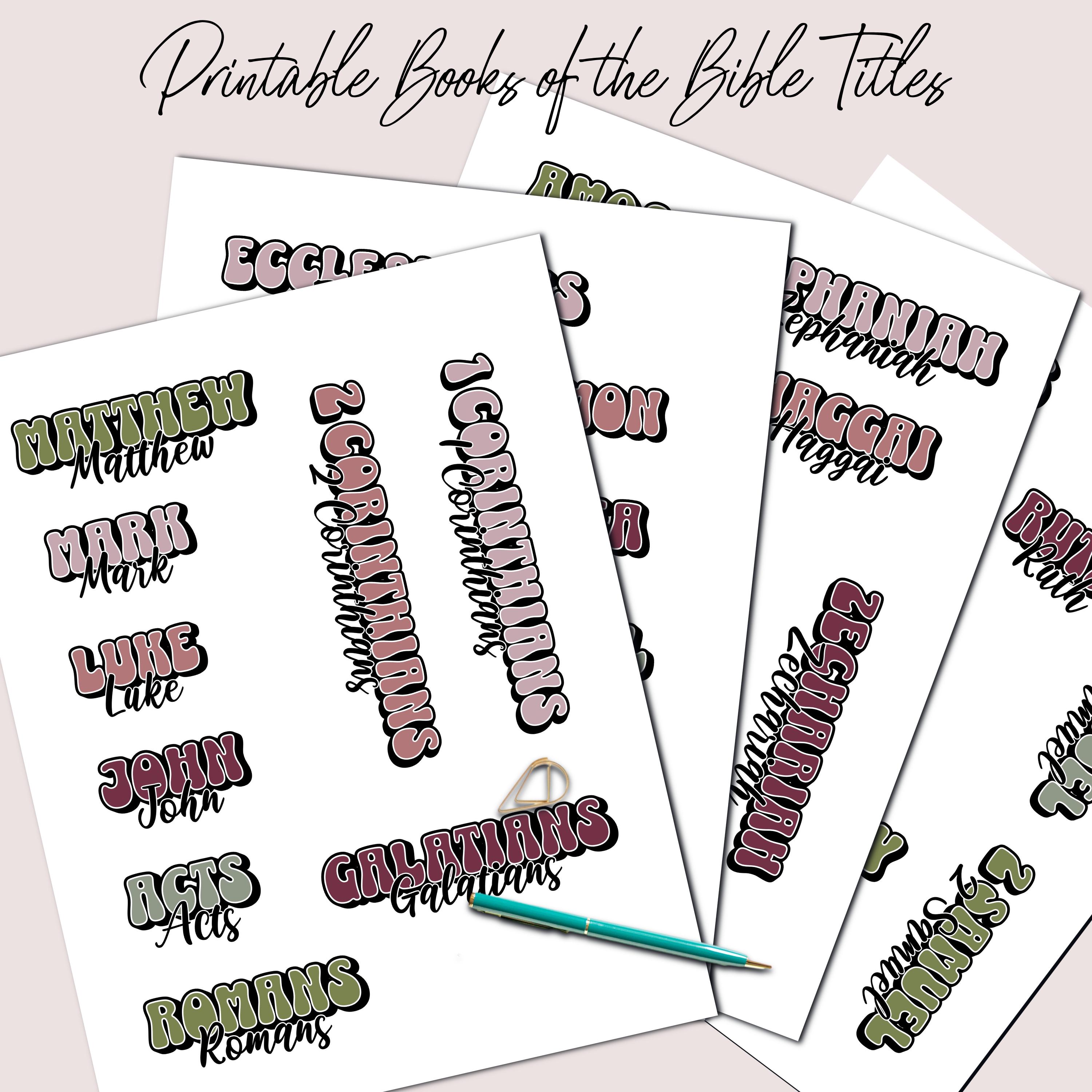 Printable Bible Titles, Books of the Bible, Bible Stickers, Bible ...