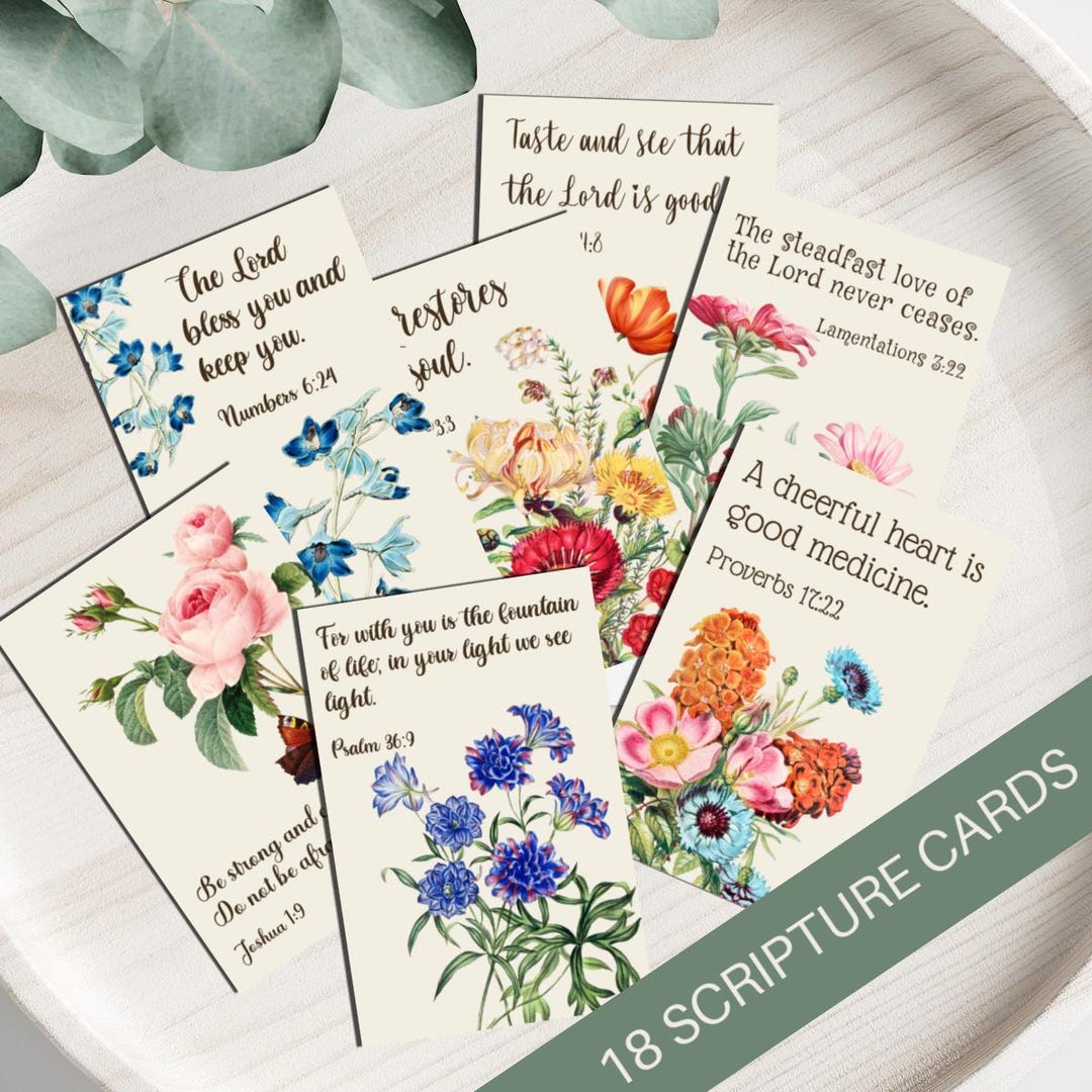 18 Scripture Cards, Bible Verse Cards, Prayer Cards, Bible Journaling ...