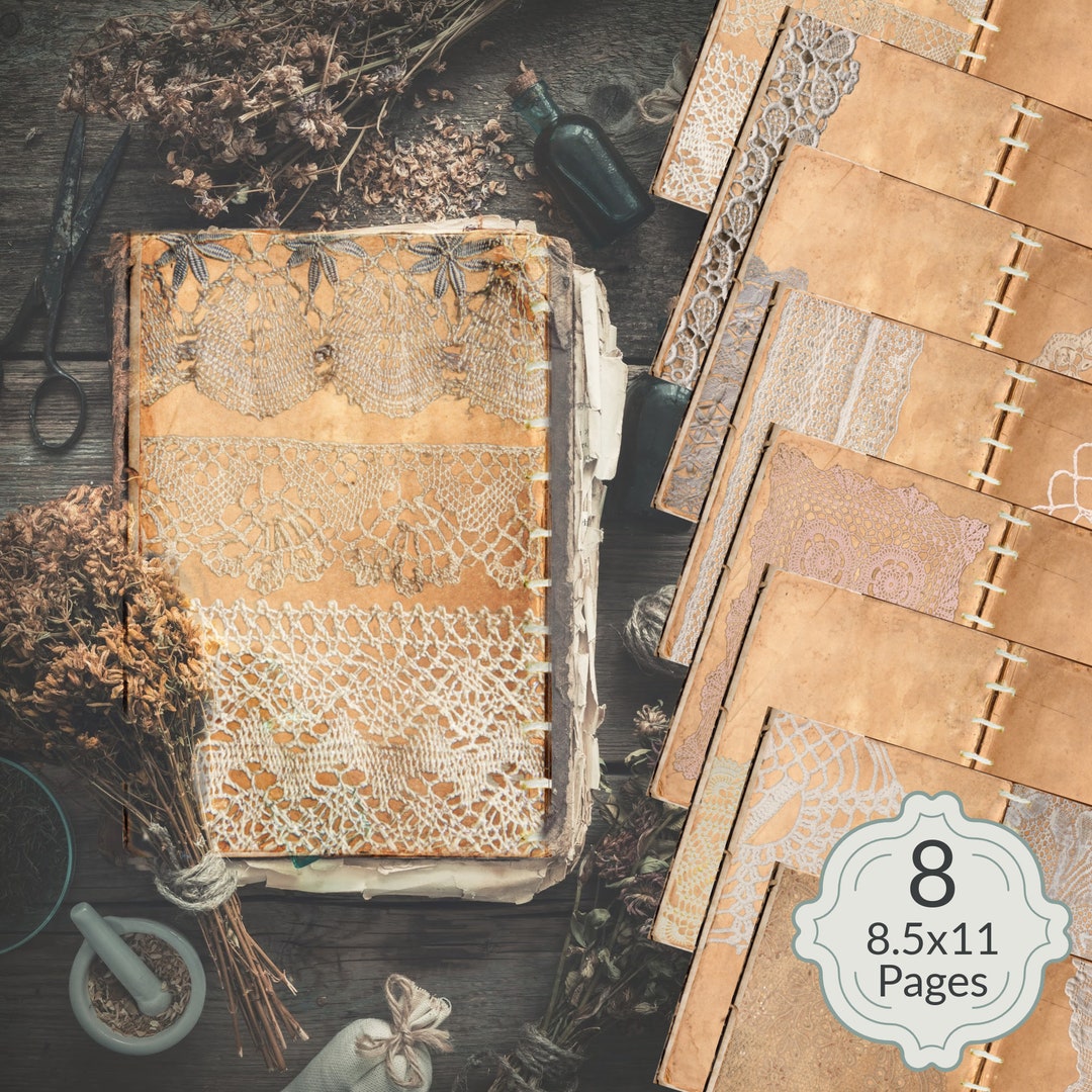 8 Distressed Journal Pages, Printable Journal, Vintage Book Pages ...