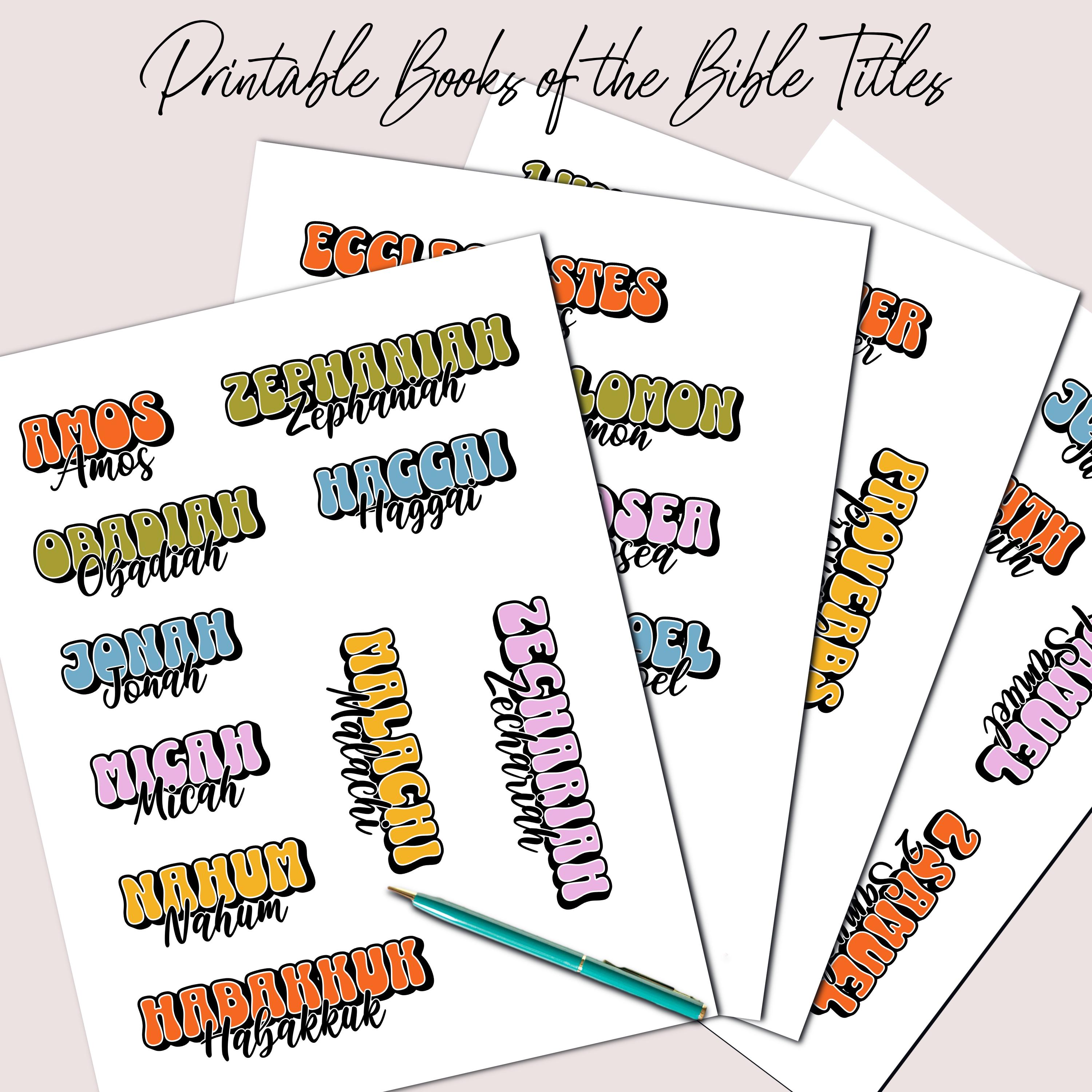 Printable Bible Titles, Books of the Bible, Bible Stickers, Bible ...