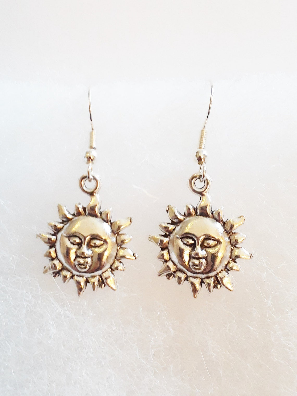 Silver Sun Charm Earrings With 925 Sterling Hypoallergenic - Etsy UK