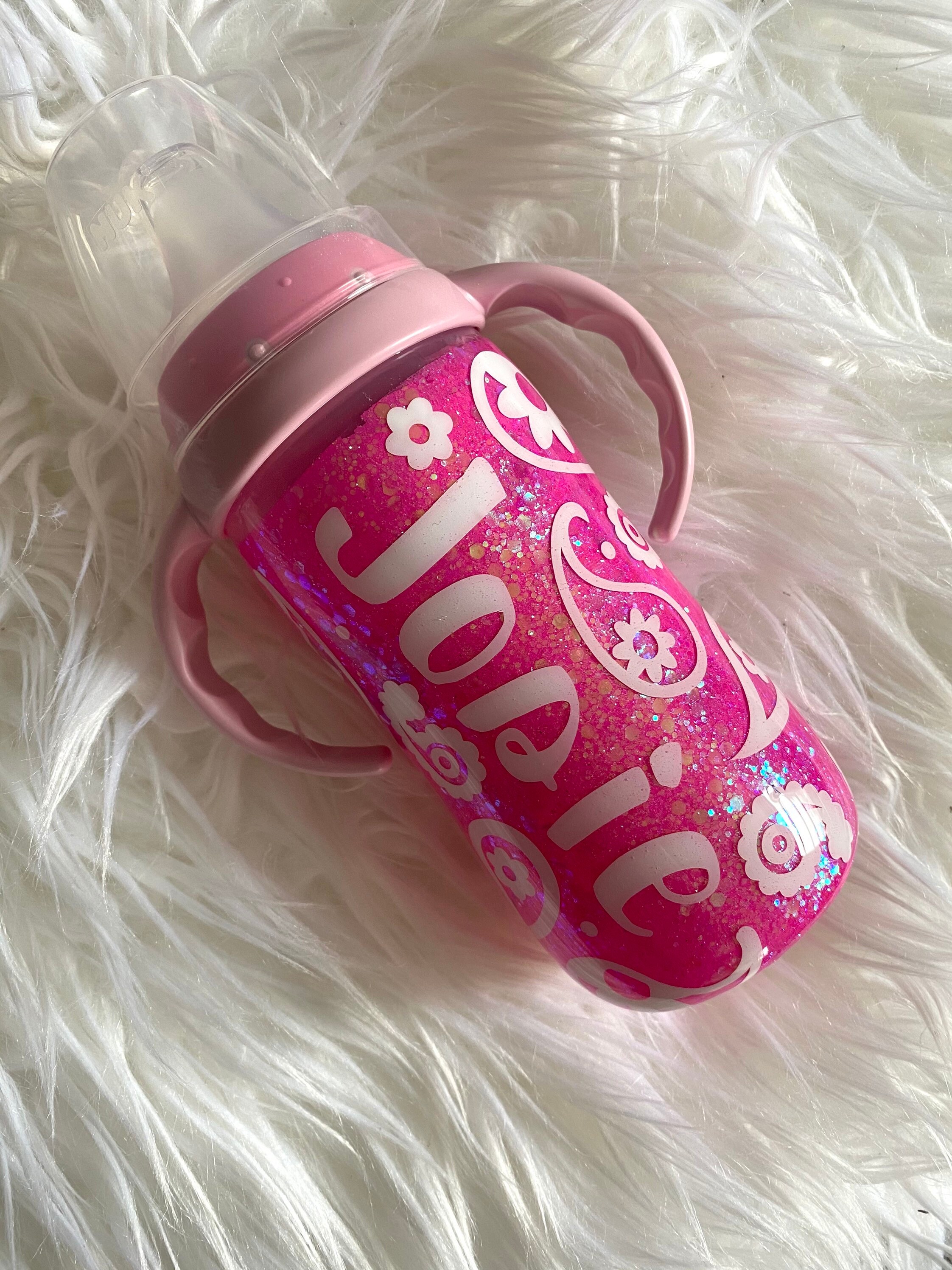 NUK BRAND Sippy Cup- Pink Paisley-removable Handles— Glitter Sippy Cup ...