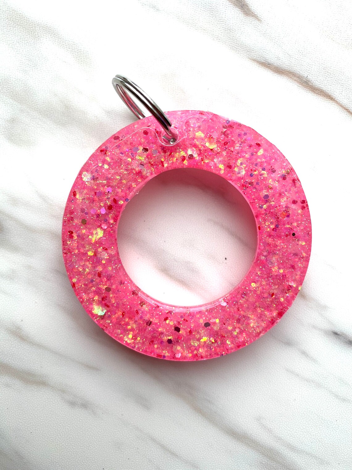 Bling Glitter y Rhinestone Round Circle Keychain Key Ring | Etsy