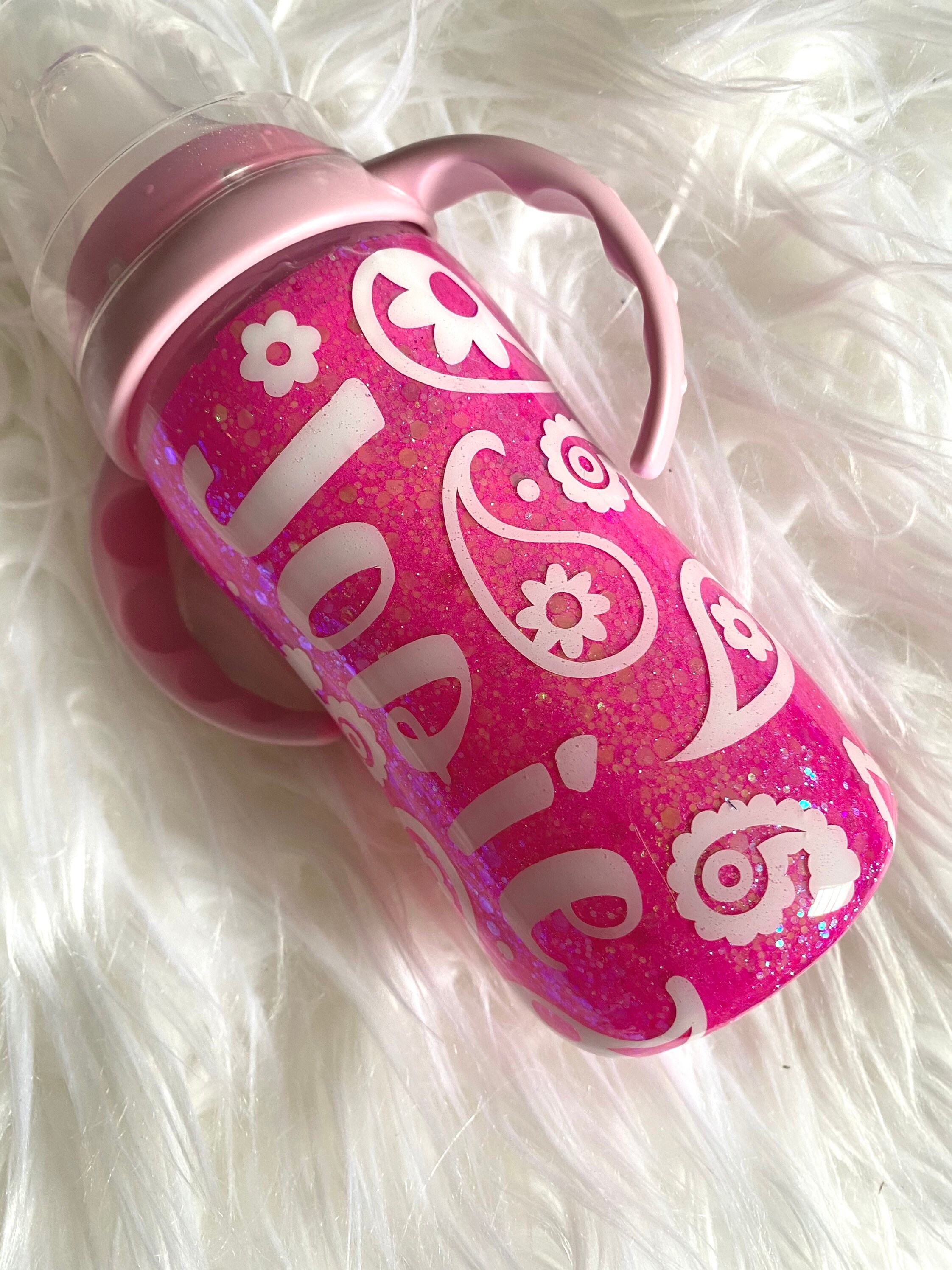 NUK BRAND Sippy Cup- Pink Paisley-removable Handles— Glitter Sippy Cup ...