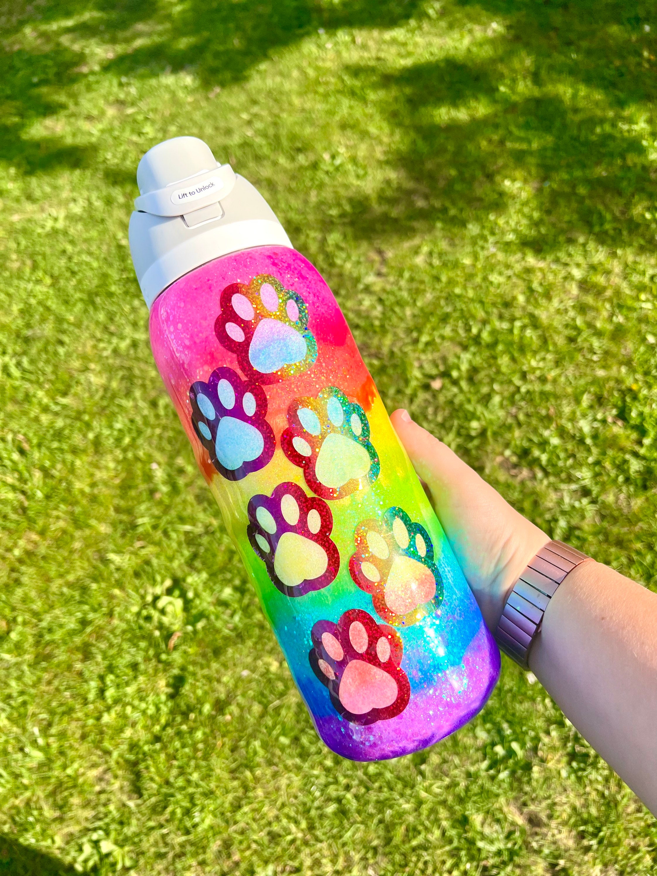 OWALA Water Bottle in Photos- Rainbow, Paw Prints, Dog Mom, Holographic ...
