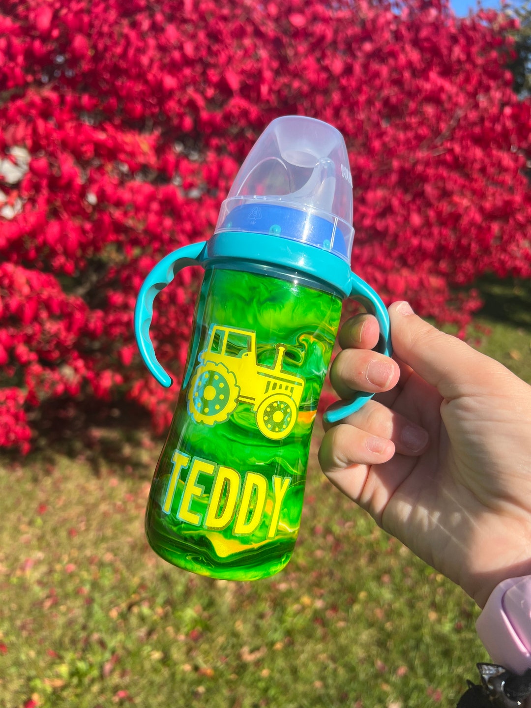 NUK BRAND Sippy Cup- Tractor, Boys, Girls, Green and Yellow- Glitter ...