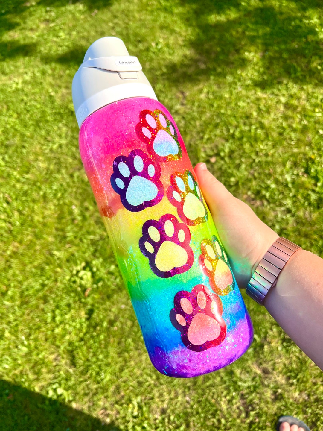 OWALA Water Bottle in Photos- Rainbow, Paw Prints, Dog Mom, Holographic ...