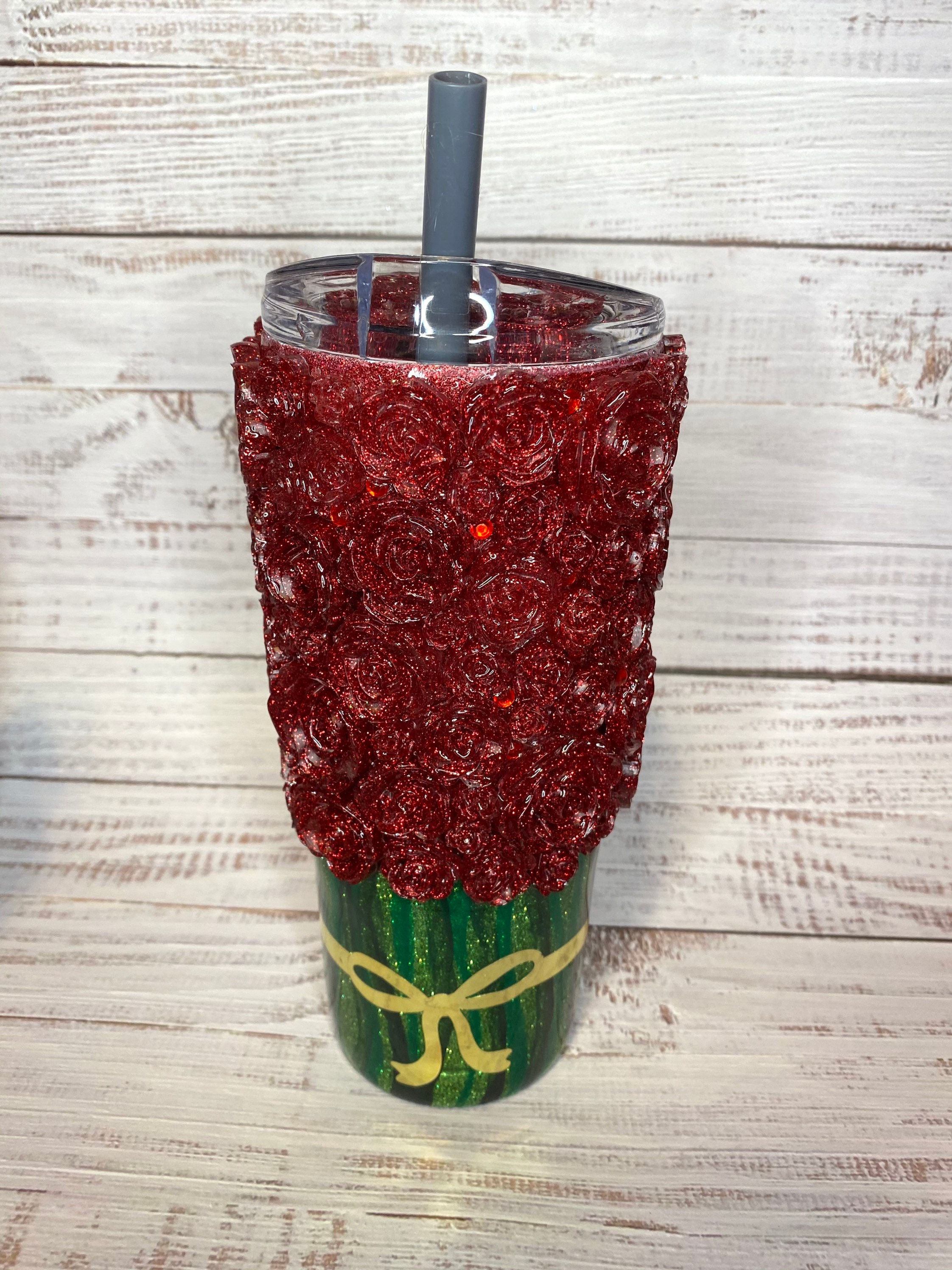 Rose Bouquet Tumbler BUBBA CUP Glitter Tumbler Custom | Etsy