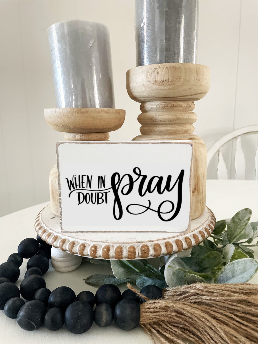 Inspirational Tier Tray Decor, Farmhouse Encouragement Block, Christian ...
