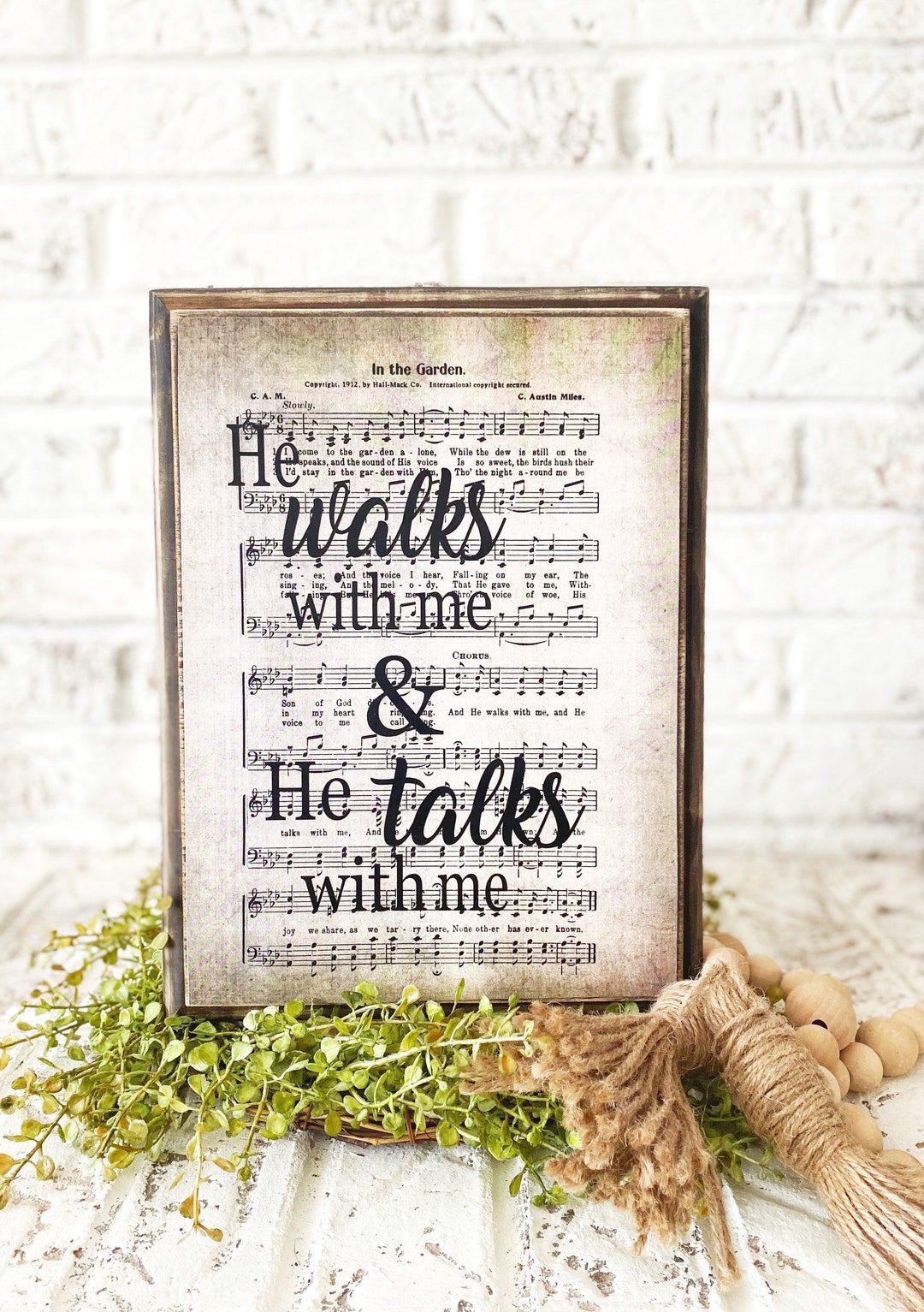 In the Garden Wooden Hymn Sign, Christian Condolences Gift, Farmhouse ...