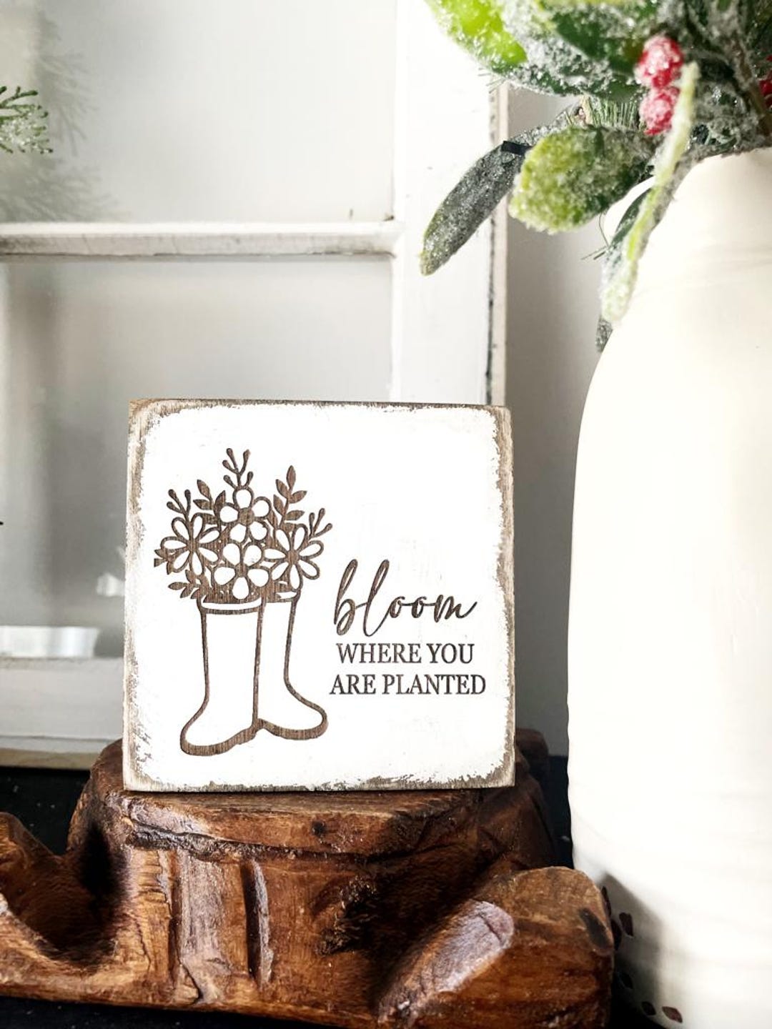 Spring Flower Sign, Farmhouse Spring Sign, Christian Sign for Home ...