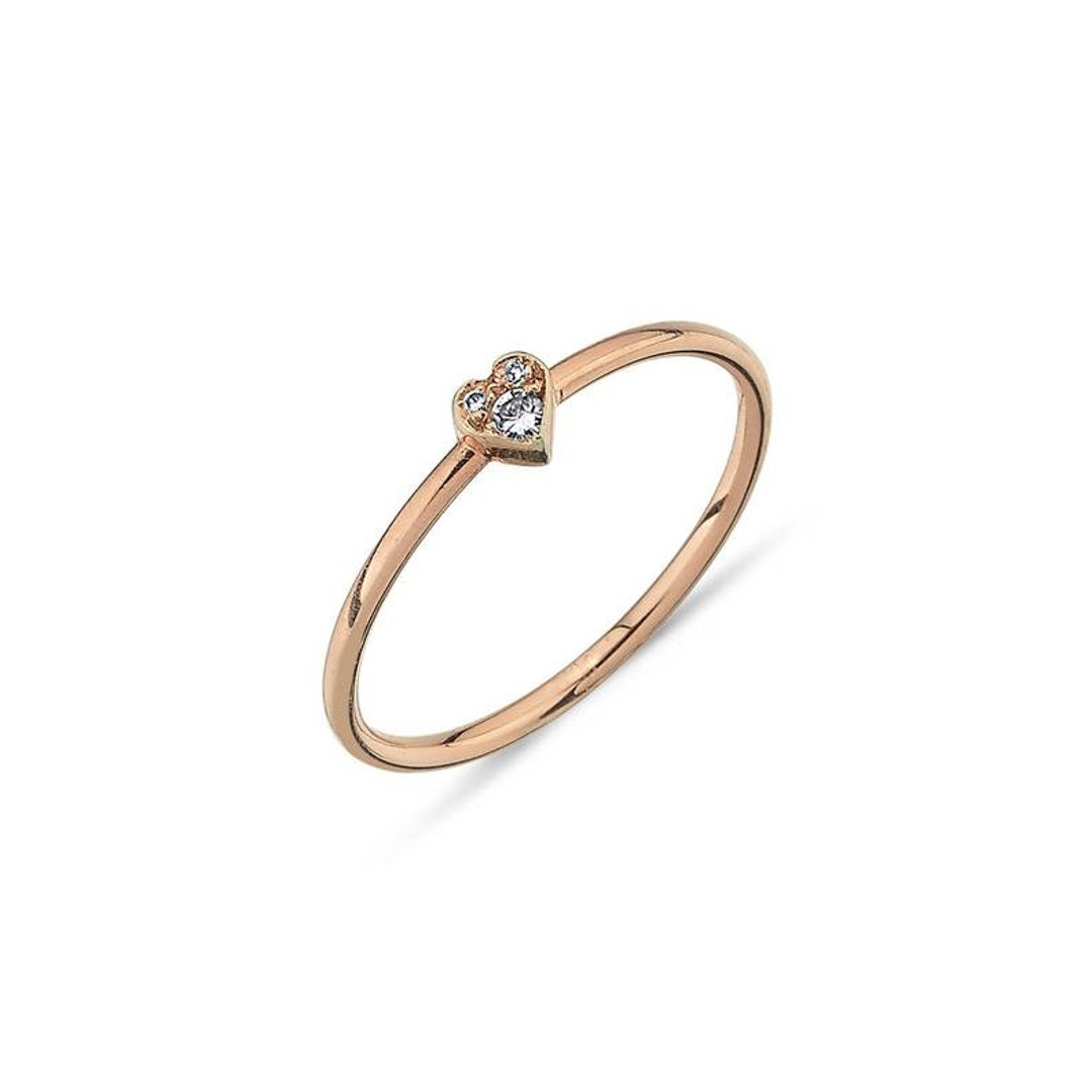 Heart Shaped Diamond Ring | Small Heart Ring | Heart Ring With Small ...