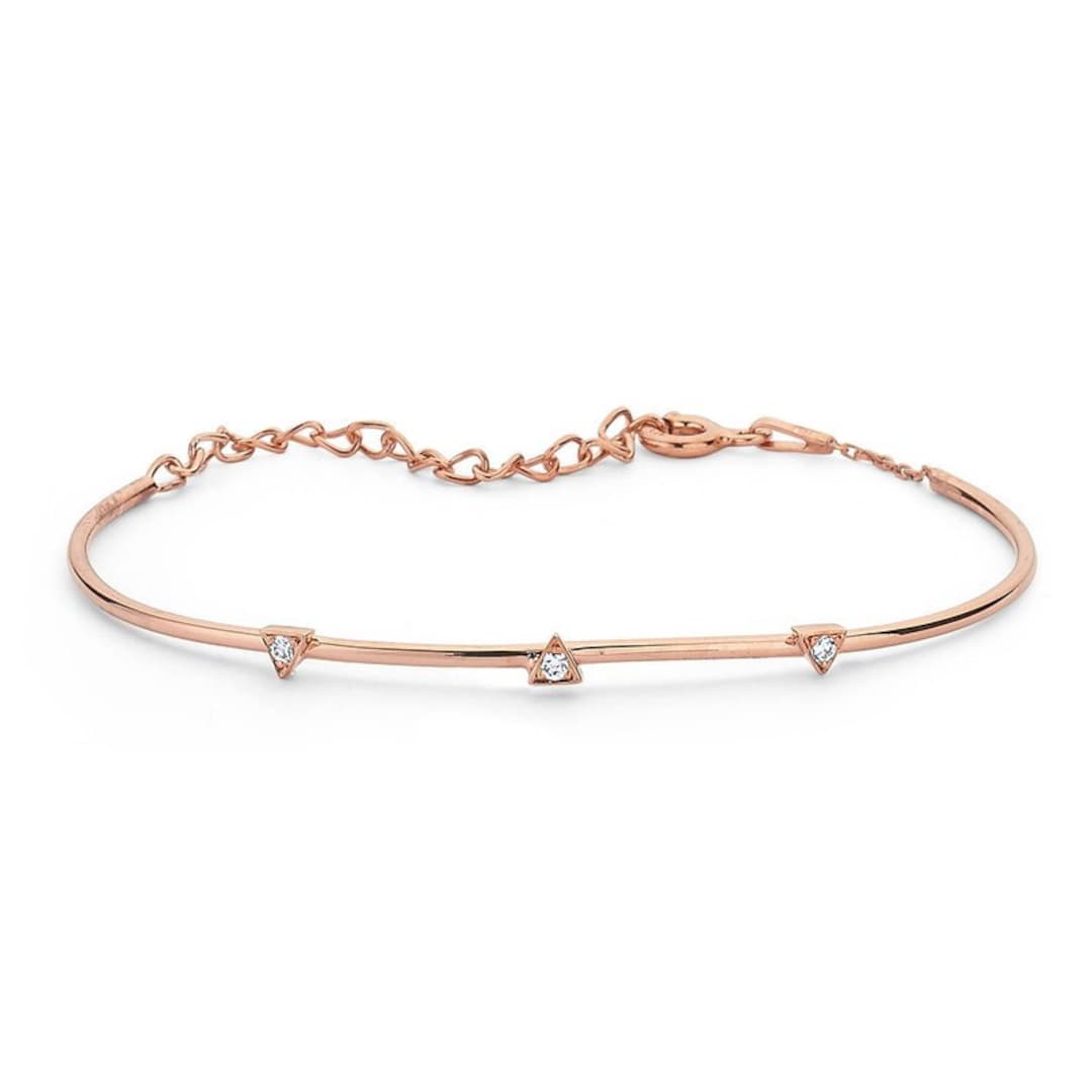 Diamond Trio Bracelet | Three Stone Bracelet | Everyday Bracelet in 14K ...