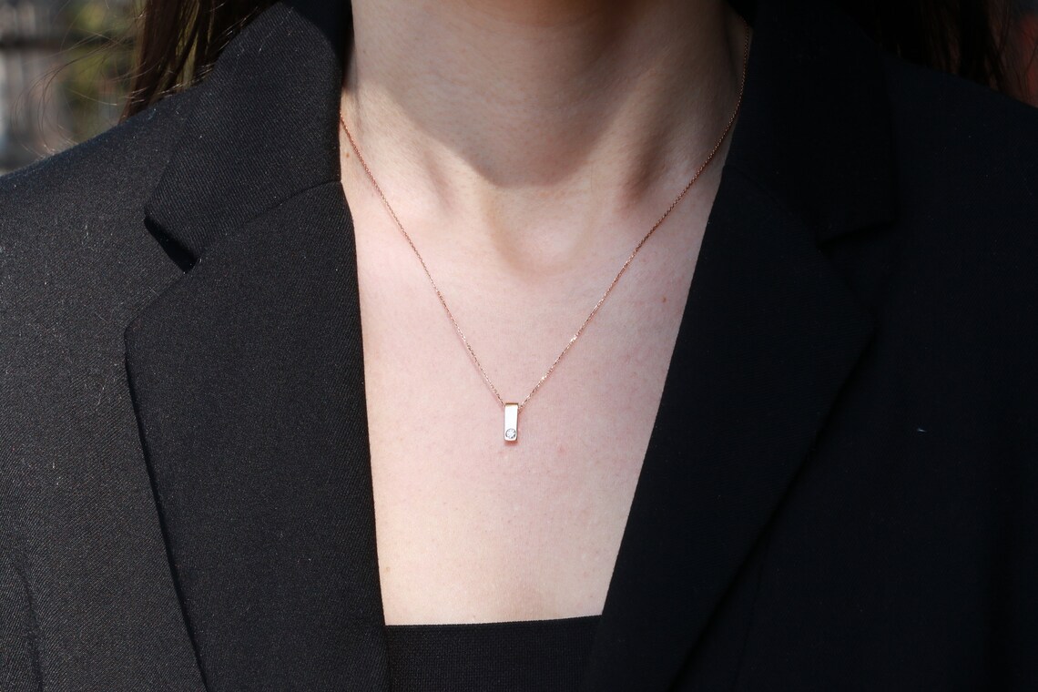 Diamond Whistle Necklace 14K Solid Gold Necklace Delicate - Etsy