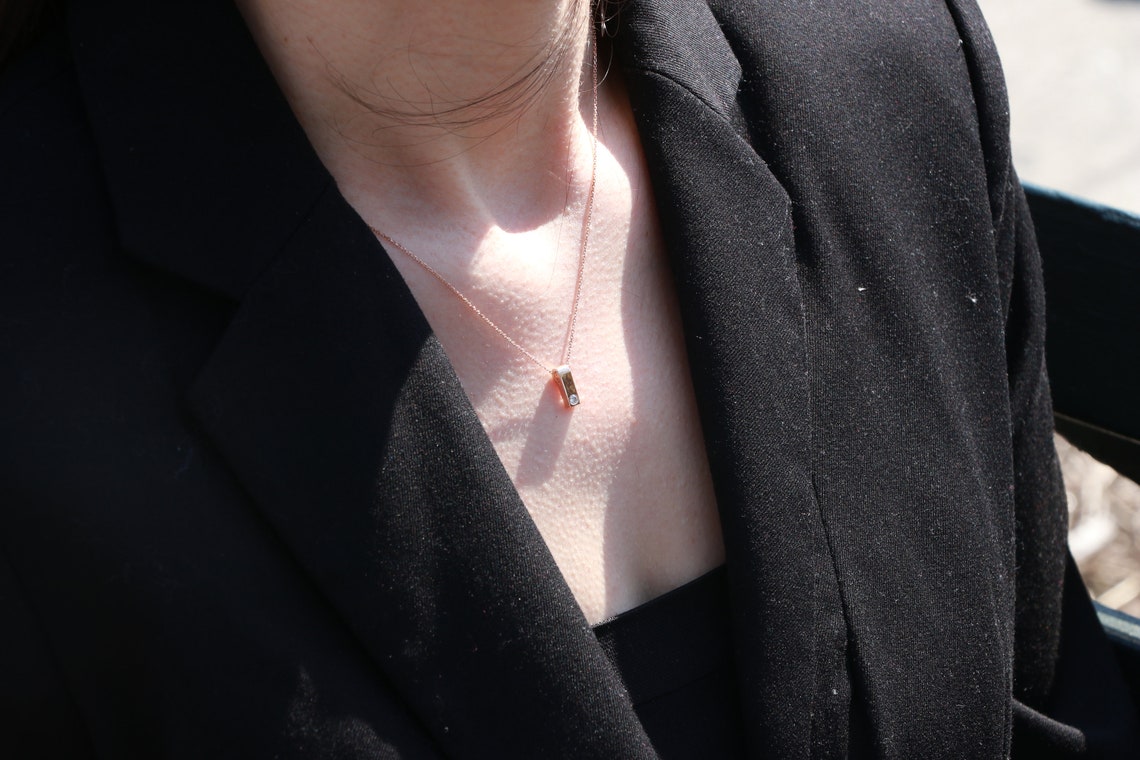 Diamond Whistle Necklace 14K Solid Gold Necklace Delicate - Etsy