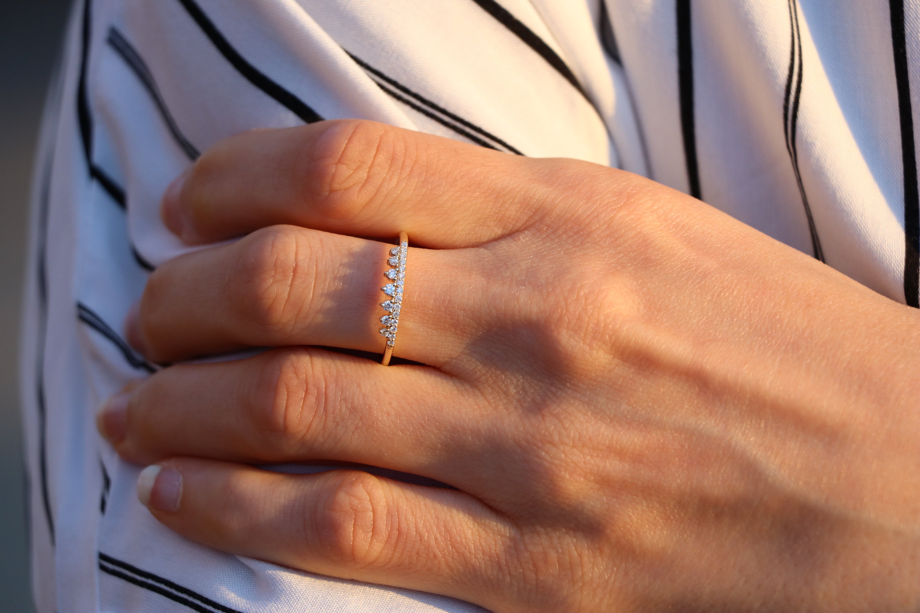 Crown Diamond Ring Queen Crown Ring Double Row Diamond | Etsy