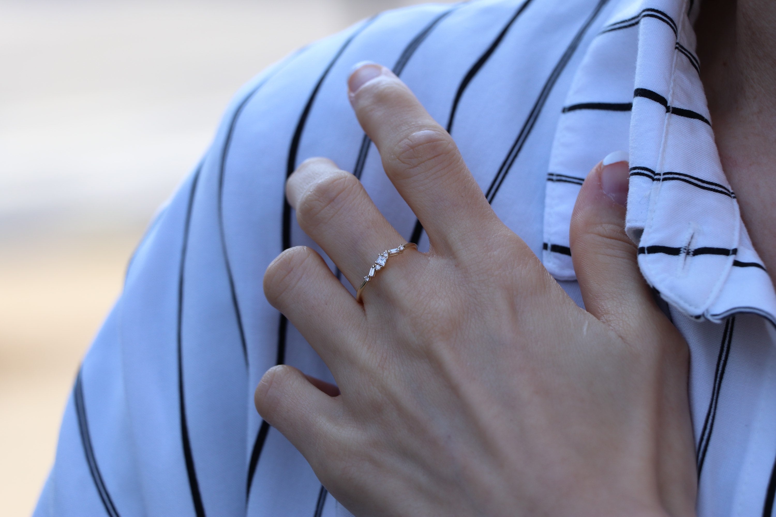 Princess Cut Diamond Ring / Unique Wedding Band / Modern - Etsy