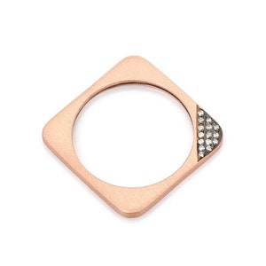 Four Corner Ring | Unique Diamond Ring | Open Square Ring in 14K Gold ...