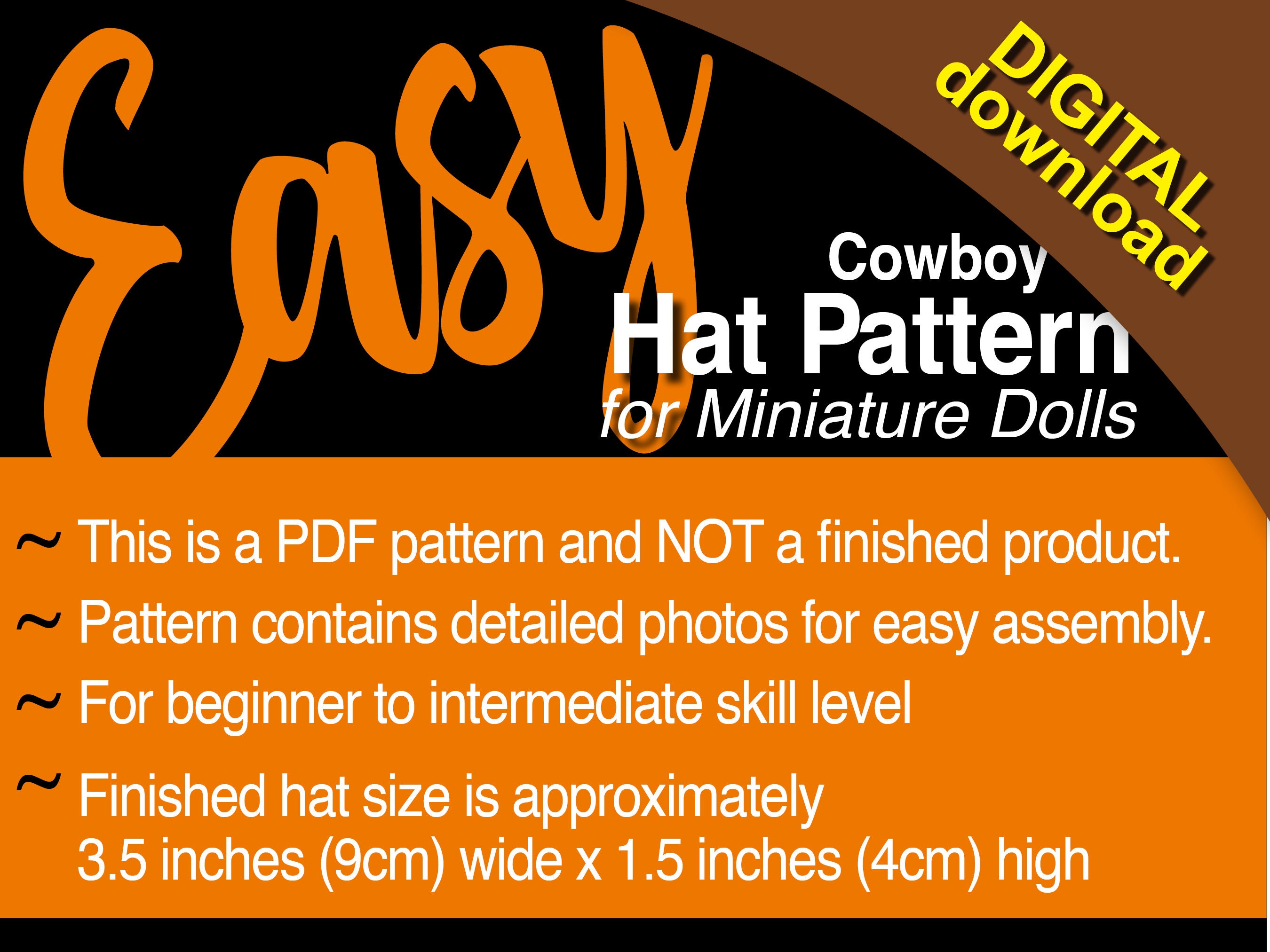 Cowboy Hat for Miniature Doll - DIY Pattern - Pdf Download - MINI ...