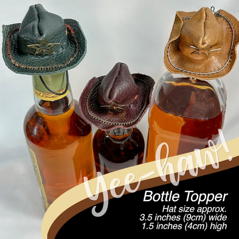Leather Cowboy Hat for Liquor & Wine Bottle Top, Birthday or Wedding ...