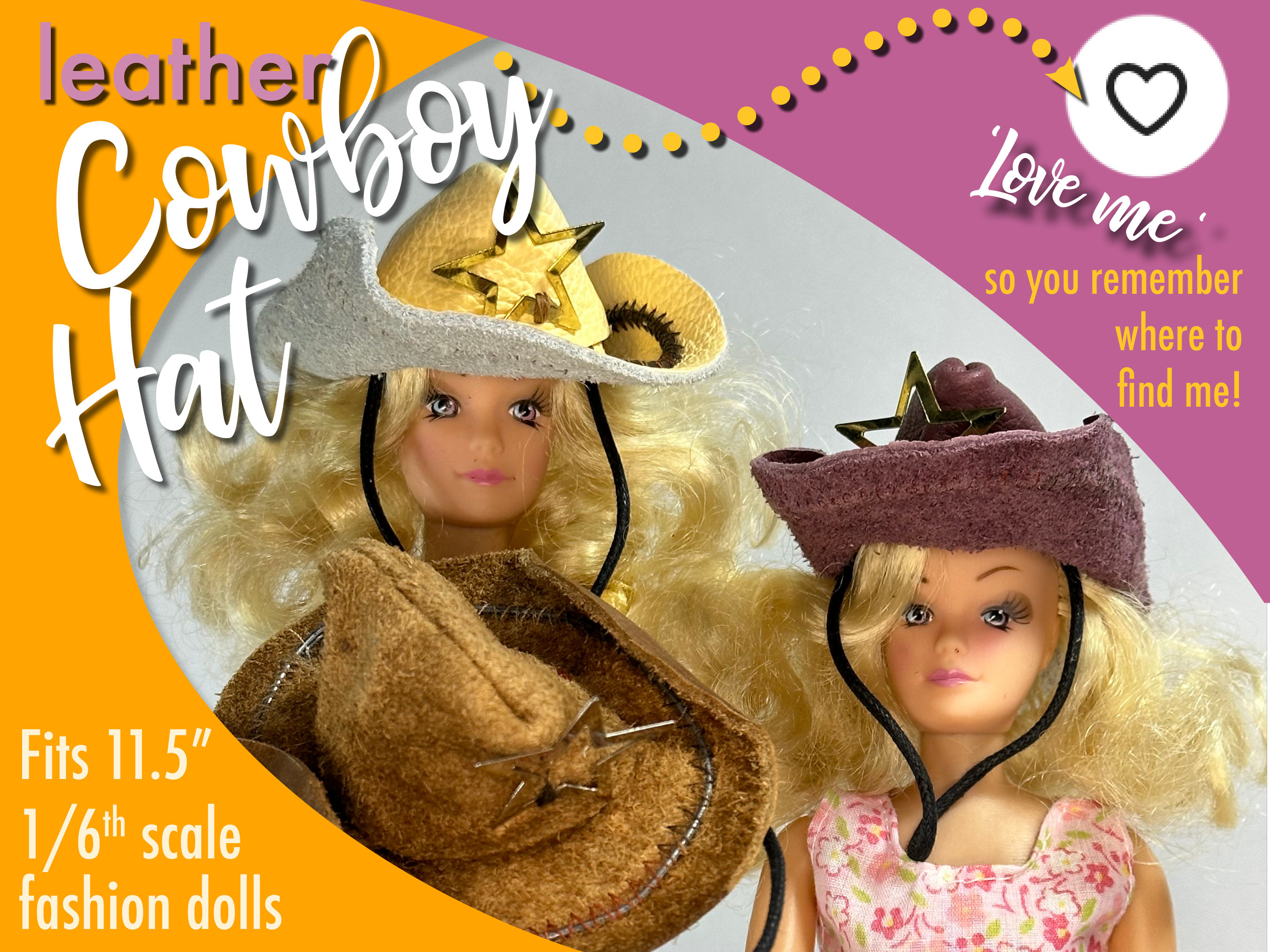 Cowboy Hat in Copper Western Toy Hat for Fashion Doll Leather Little ...