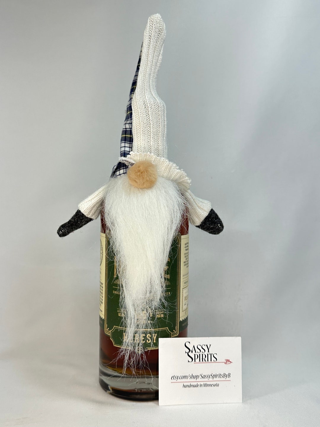 Plaid/white Gnome Topper: Twistable Beard & Arms Made With Upcycled ...