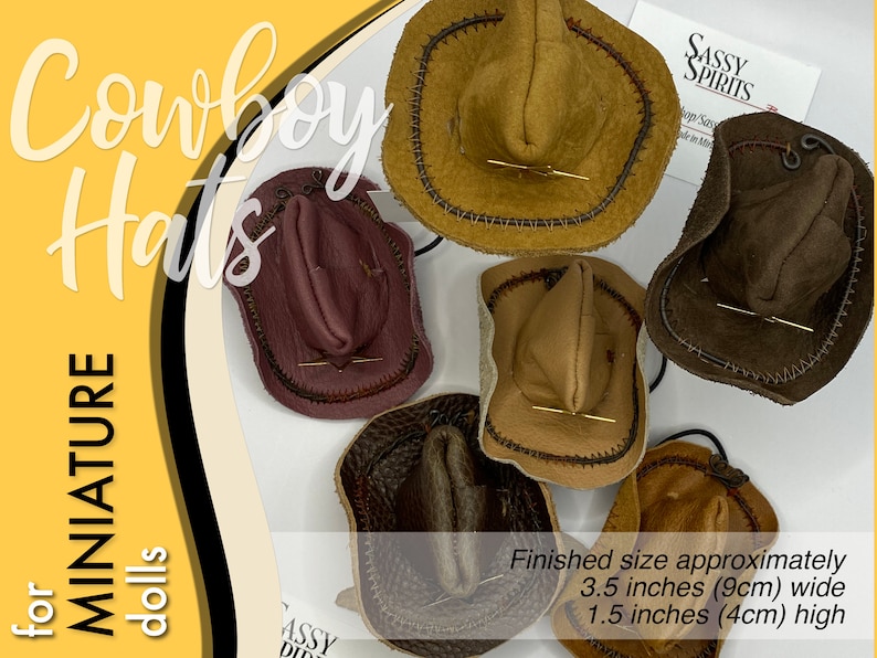 Cowgirl Hat in Rustic Worn Rust, Old West Miniature Leather Hat ...