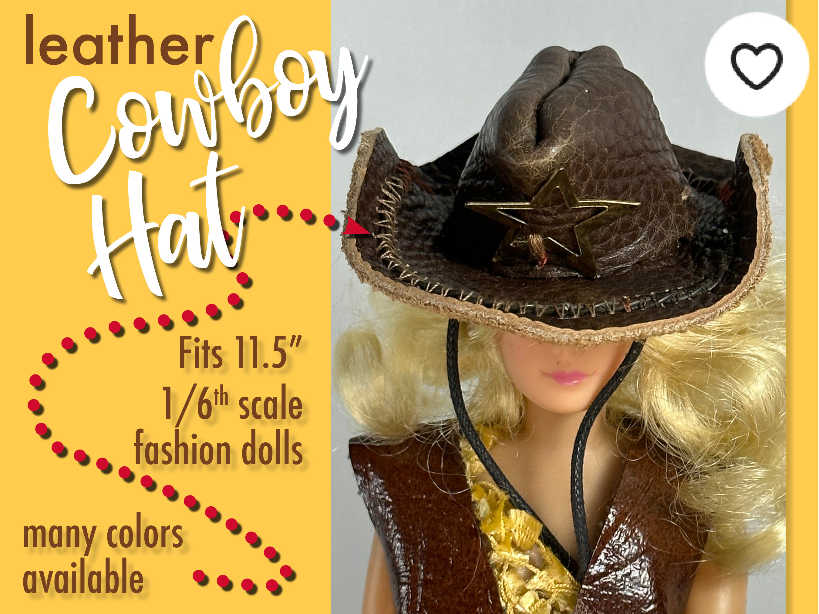 Cowboy Hat in Natural - Western Toy Hat for Fashion Doll - Little ...