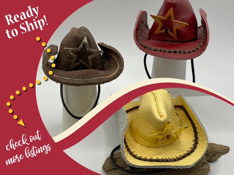 Cowgirl Hat in Rustic Worn Rust, Old West Miniature Leather Hat ...