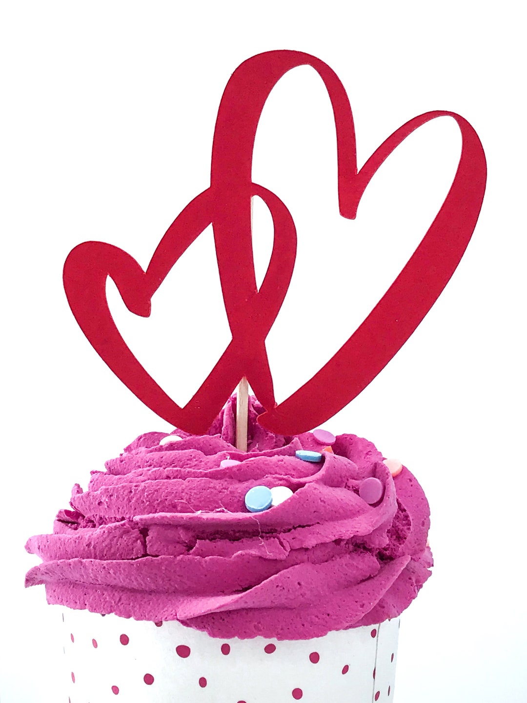 Two Hearts Connected Cupcake Topper - Etsy