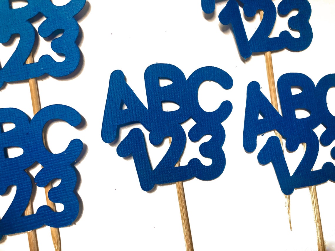 ABC 123 Cupcake Topper 12 Cupcake Toppers School Cupcake | Etsy