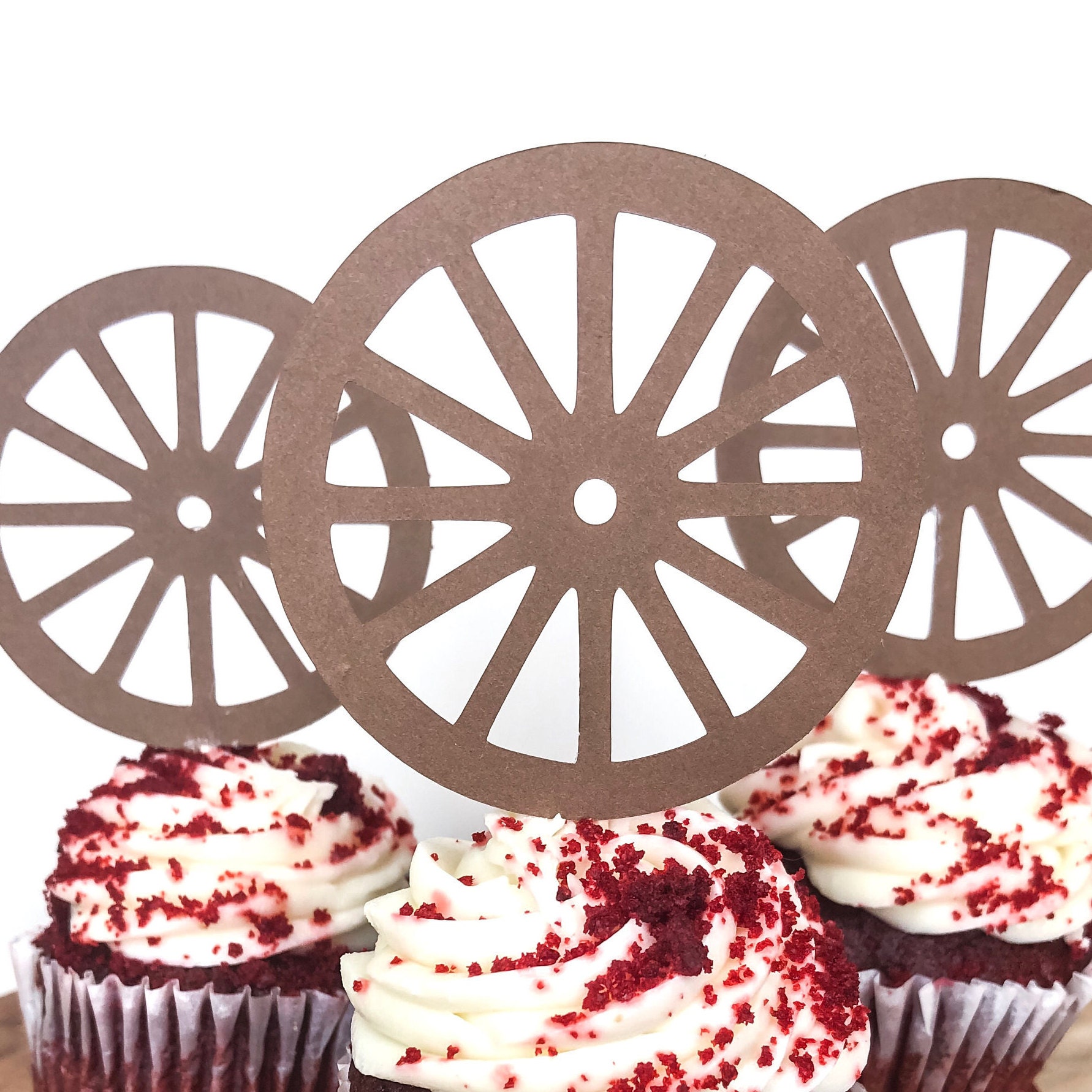 Wagon Wheel Cupcake Toppers, 12 Cupcake Toppers, Wagon Wheel, Cowboy ...