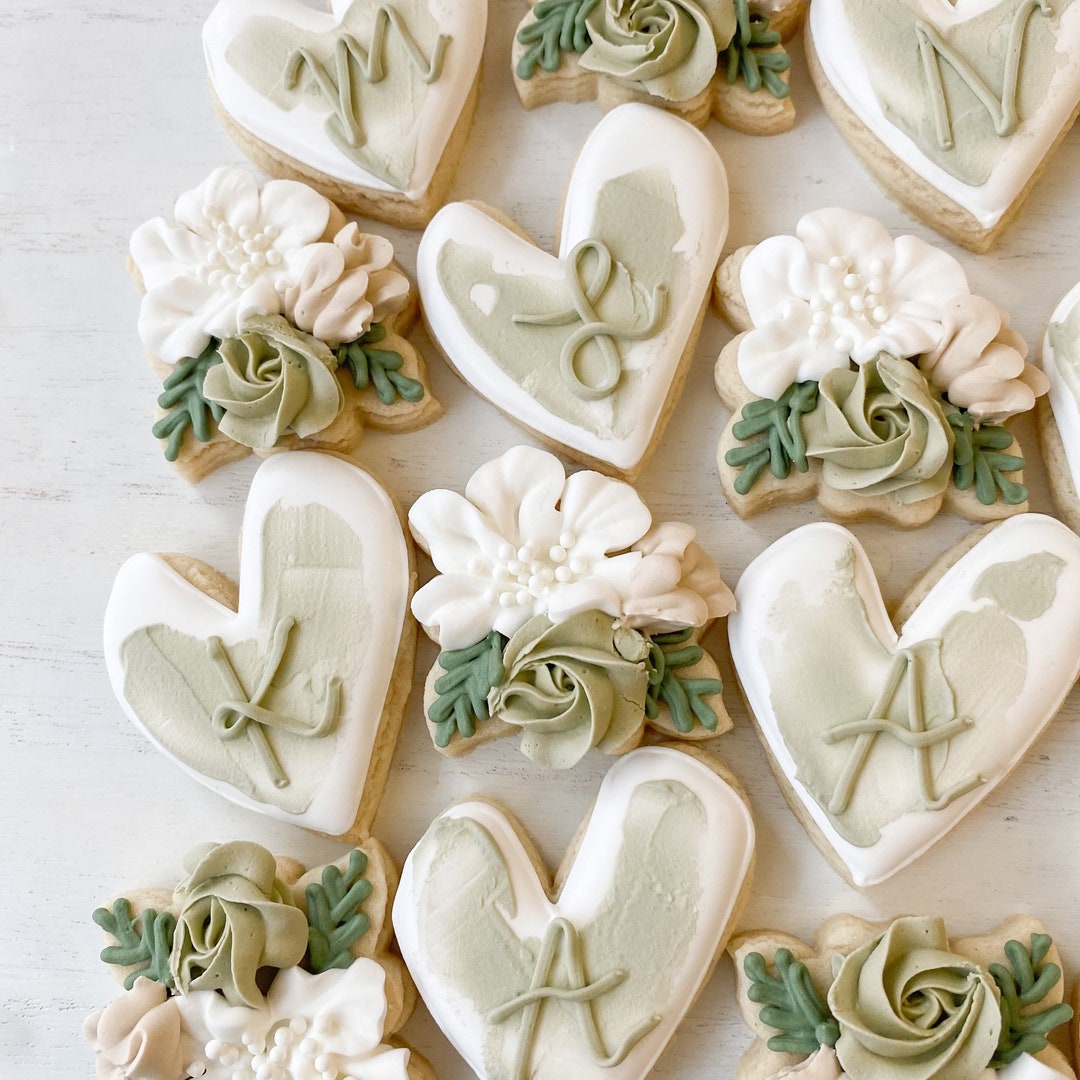 Monogram Wedding Cookies Mini Bridal Shower Cookies Wedding Favors Baby ...