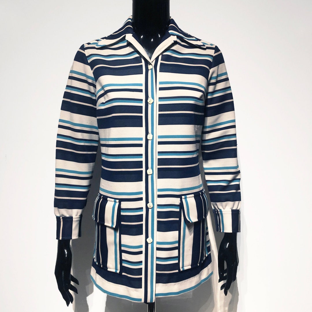 Vintage Stripped Blue and White Jacket - Etsy