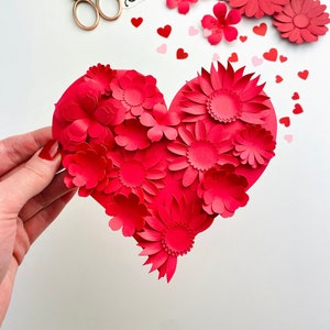 SVG Floral Heart, Greeting Card, Digital Template, Cricut File, Spring ...