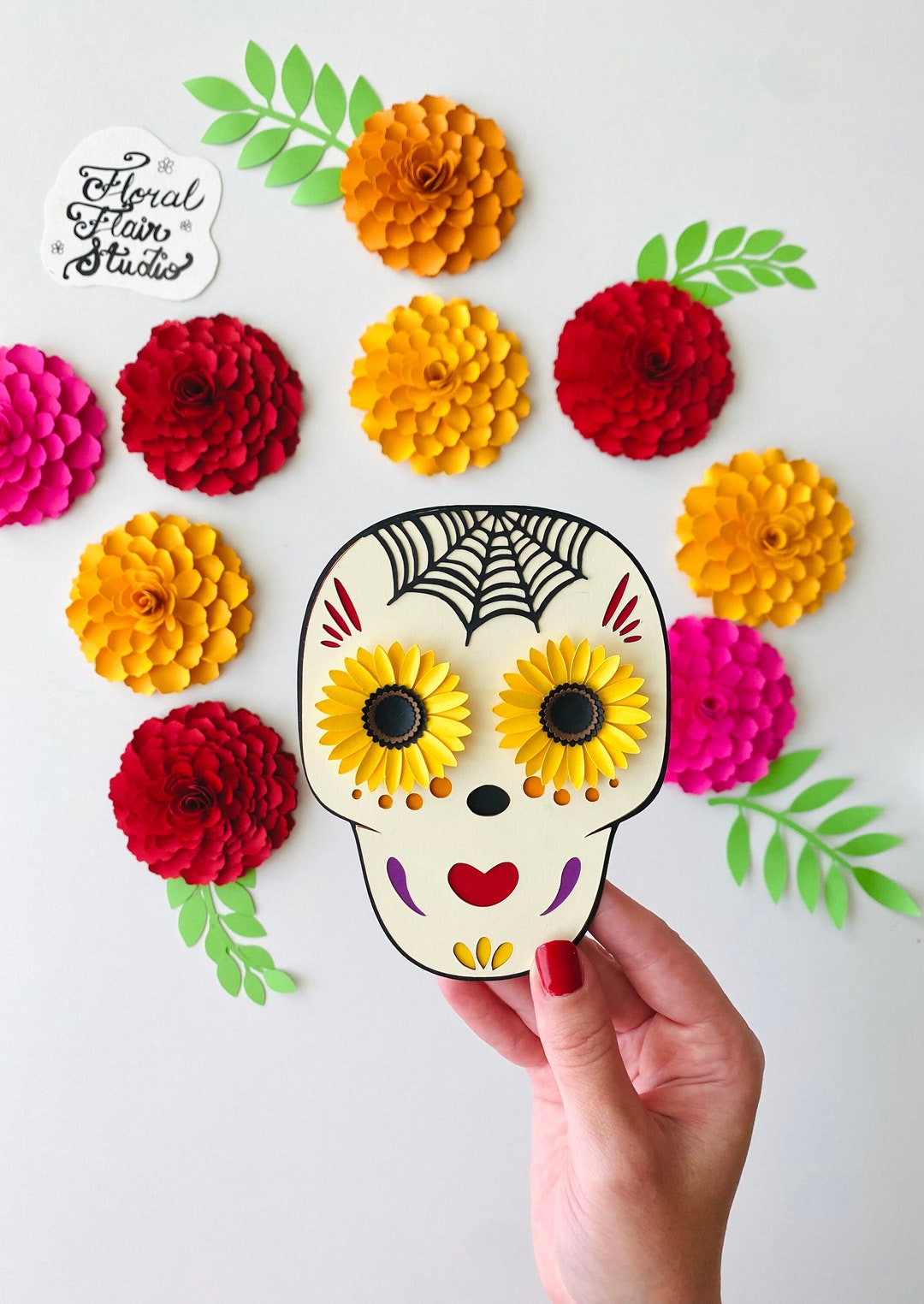 SVG BUNDLE, Paper Skulls and Marigolds, Mexican Tradition, Día De ...