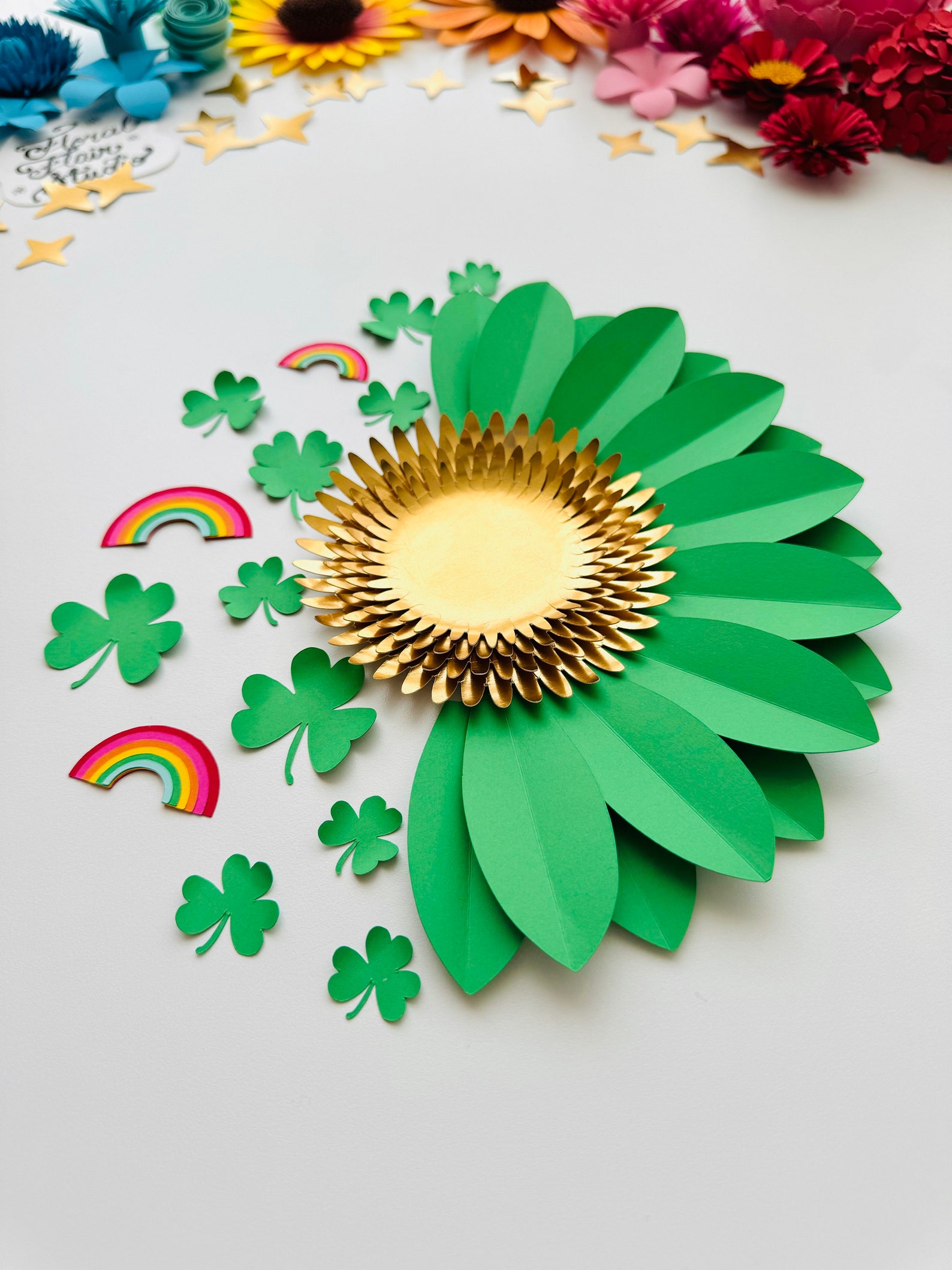 DIY Paper Sunflower Template: St Patrick's Day Shamrock SVG (digital ...
