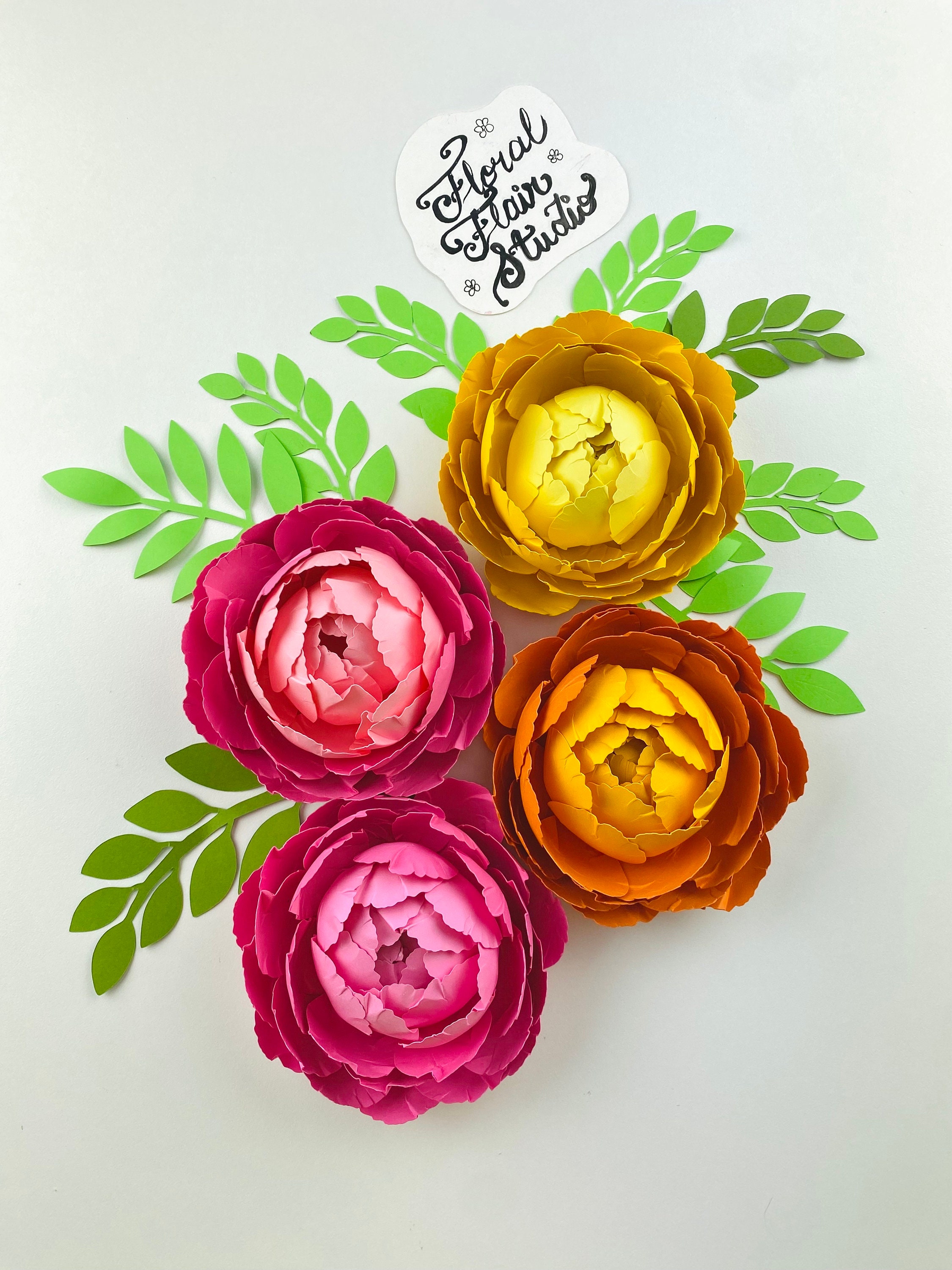 Paper Peony SVG Template: DIY Floral Decor, Cricut File (digital ...