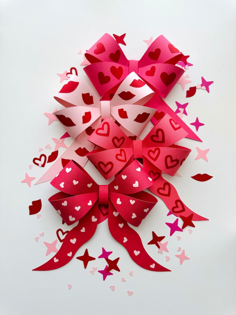 Paper Bow SVG Template: Hearts & Lips Design (digital Download) - Etsy