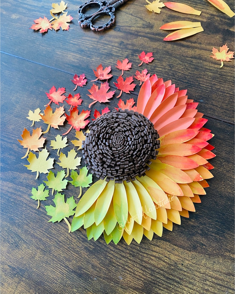 SVG Digital File Fall Foliage Sunflower Template Fall - Etsy