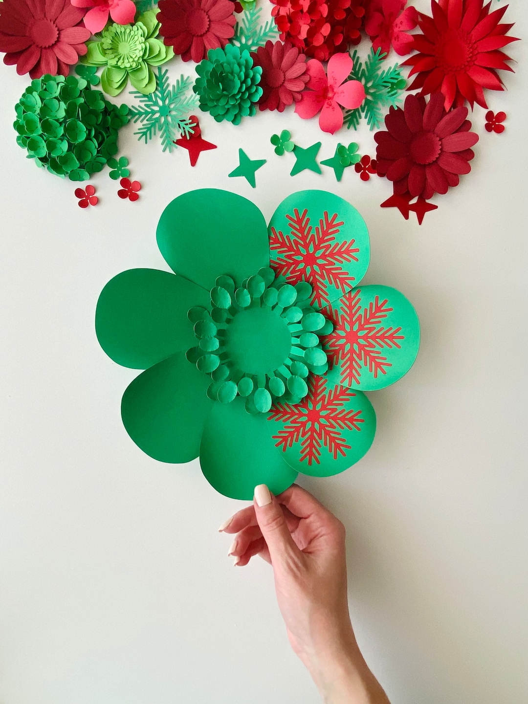 SVG Digital Template, Piper Paper Poinsettia, Paper Flower, Christmas ...