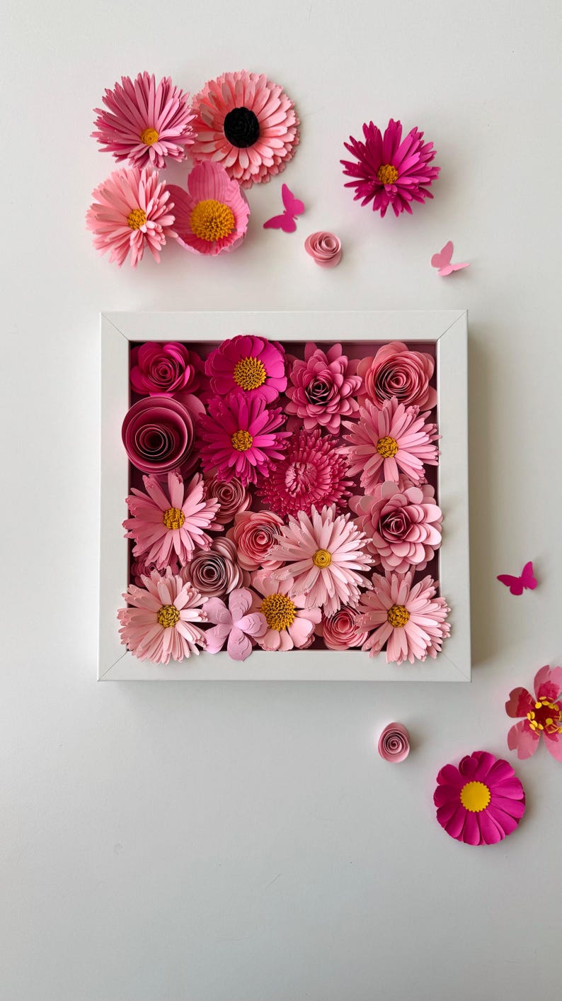 Handcrafted Paper Flower Frame – One-of-a-kind Ombre Floral Frame - Etsy