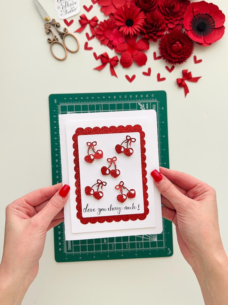 Cherry Valentine's Day Card SVG Template (digital Download) - Etsy