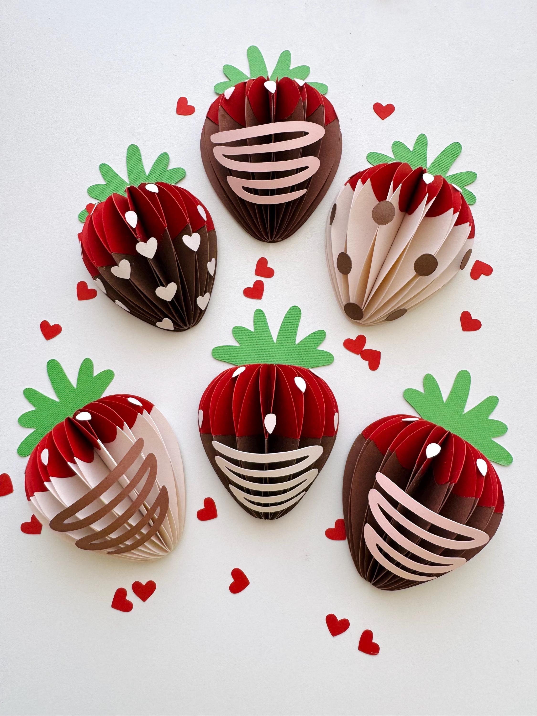 Paper Strawberry SVG Template: Chocolate Dipped Fruit (digital File) - Etsy