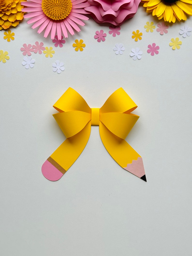 Pencil Paper Bow SVG Template, Back to School Gift (digital File) - Etsy