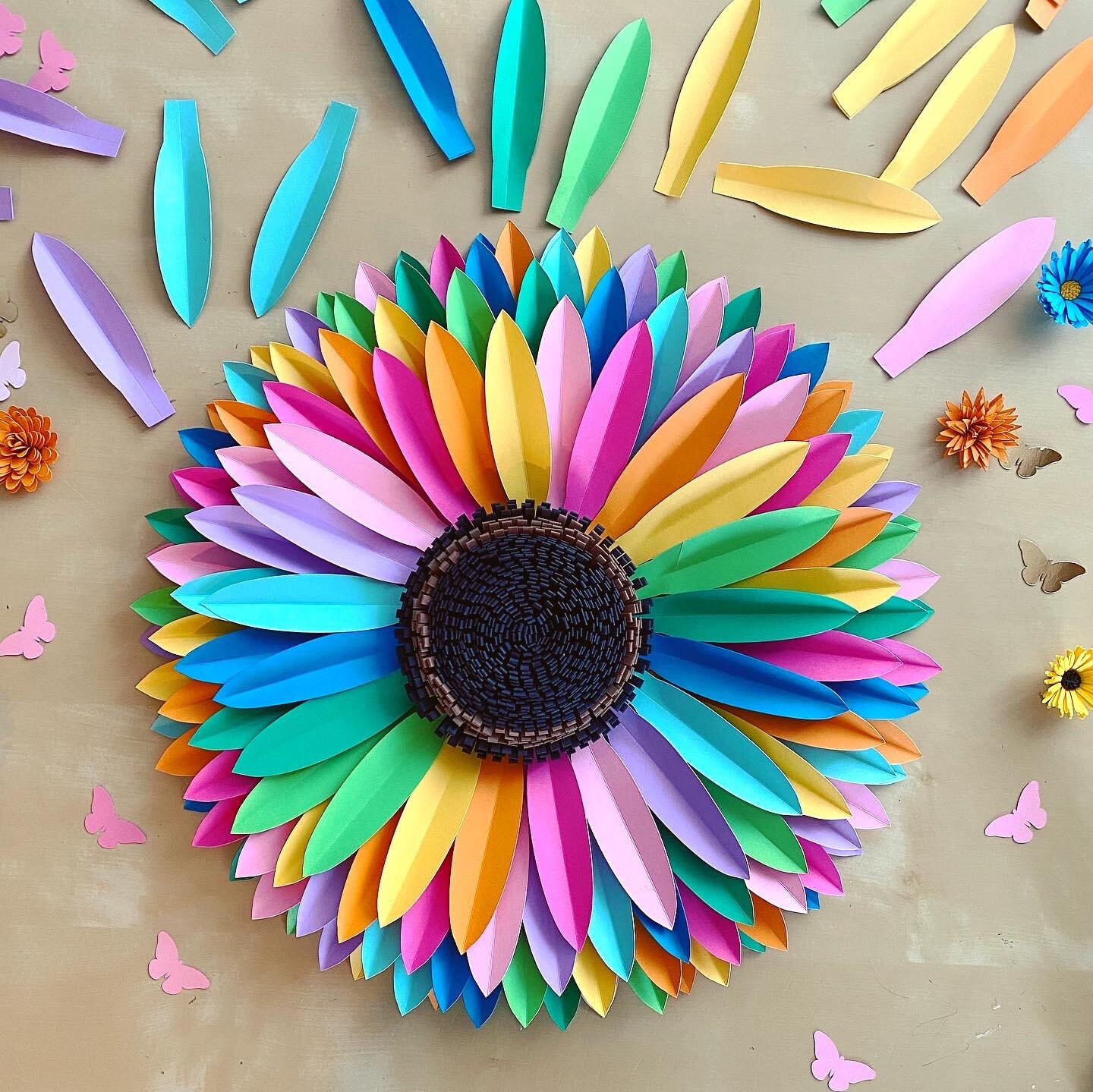 SVG PNG Digital Template Paper Sunflower Spring Decor | Etsy